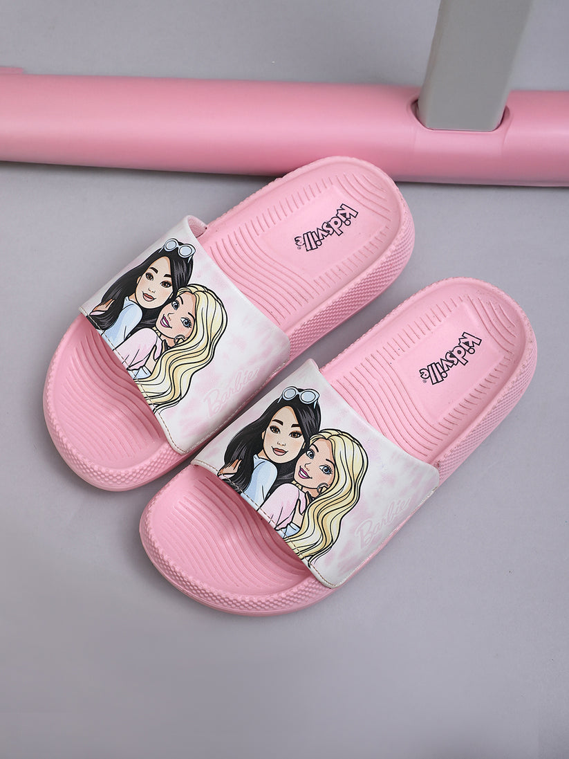 Barbie Printed Pink Sliders for Girls – Kidsville